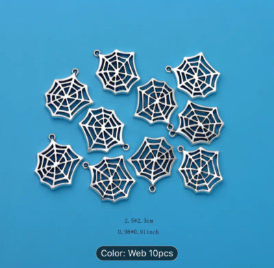 Pack of 10 silver web charms halloween crafting jewellery 2cm | eBay UK