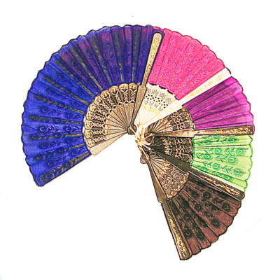 Ladies Embroidered Folding Hand Held Fan Parties Dancing Costumes ...