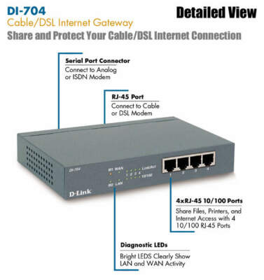D-Link Internet Gateway &Firewall 4 Port Switch ( SERIAL OR RJ-45 PORT ...