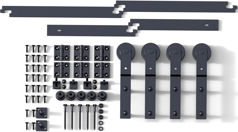 Folding Barn Door HOMCOM 4FT/122CM Bi-Folding Sliding Barn Door ...