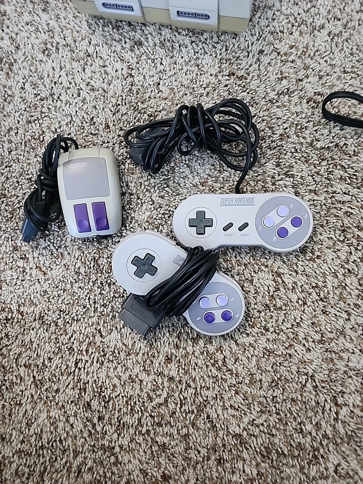 Nintendo SNES Home Console #2- Gray x2 Controllers, Mouse,Wires Tested ...