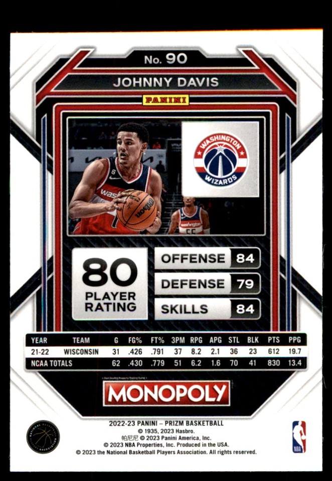 Karlie Samuelson 2024 Panini Prizm Monopoly WNBA #33 Washington Mystics ...