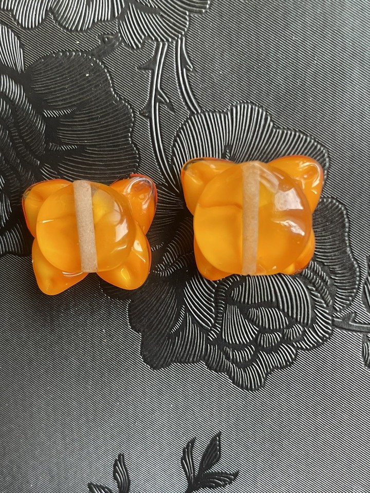 2 Glass Orange Butterfly Beads Ukranian Lampwork Distinctive Jewellery ...