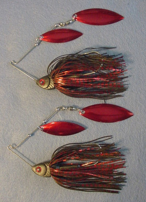 Lot of 2 Pro Assassinator 1/2 oz Spinnerbait Compact DWR-CRB Covert Red ...