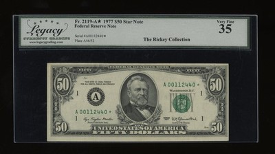 DBR 1977 $50 FRN Boston STAR Fr. 2119-A* Legacy 35 Serial A00112440* | eBay