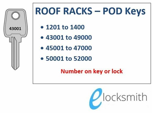 Key to Code Number Fits Subaru Eurolock +Others Roof Rack or Pod Lock ...