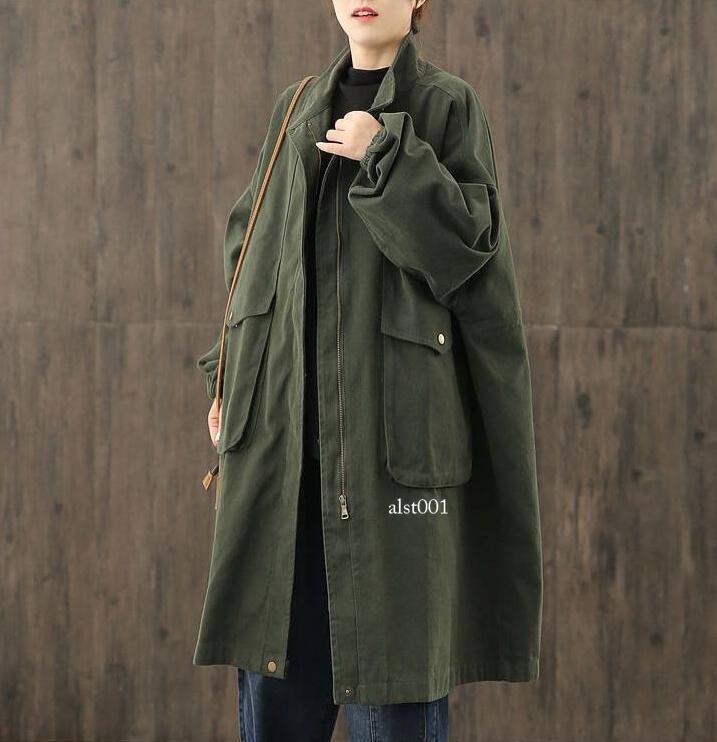 Loose Plus Size Overall Coat Women Oversize Big Pocket Mid Length ...