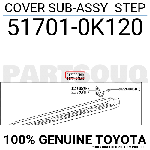 517010K120 Genuine Toyota COVER SUB-ASSY STEP 51701-0K120 | eBay