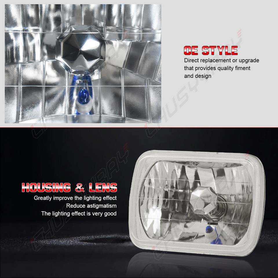 Pair For Jeep Cherokee XJ YJ Chevy 7x6" Headlights Hi/Lo beam 7"x 6 ...