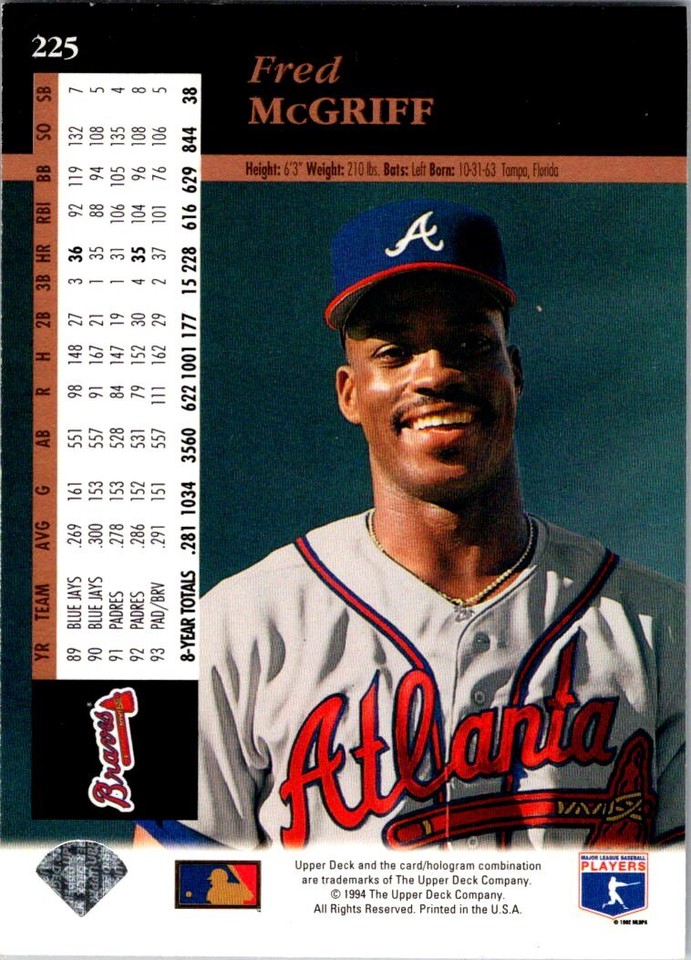1994 Upper Deck #225 Fred McGriff | eBay