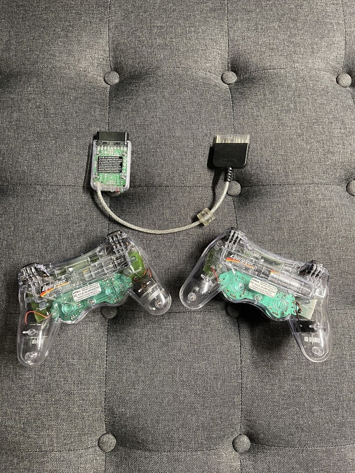 PS2 Wireless Controller Nyko Clear PlayStation 2 w/Adapter - Set Of 2 ...