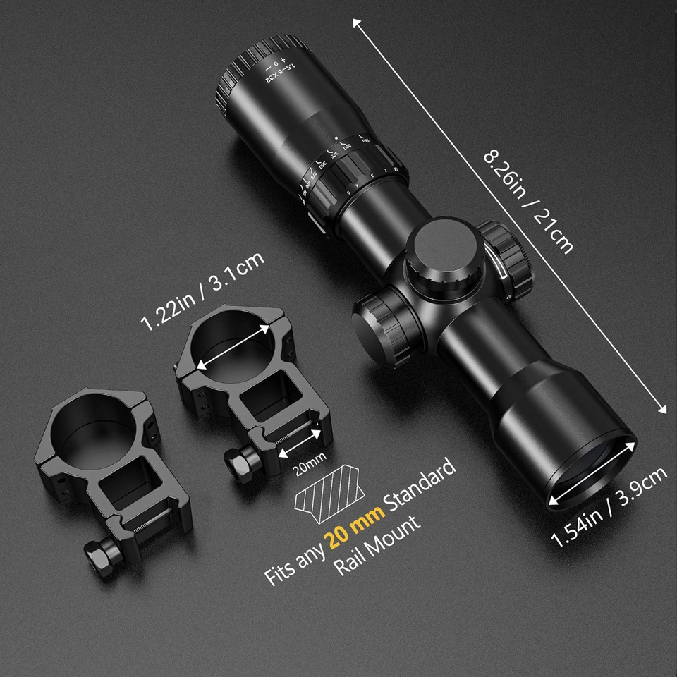 1.5-5x32 Crossbow Scope 300-450 FPS Red Green Illuminated Optic ...