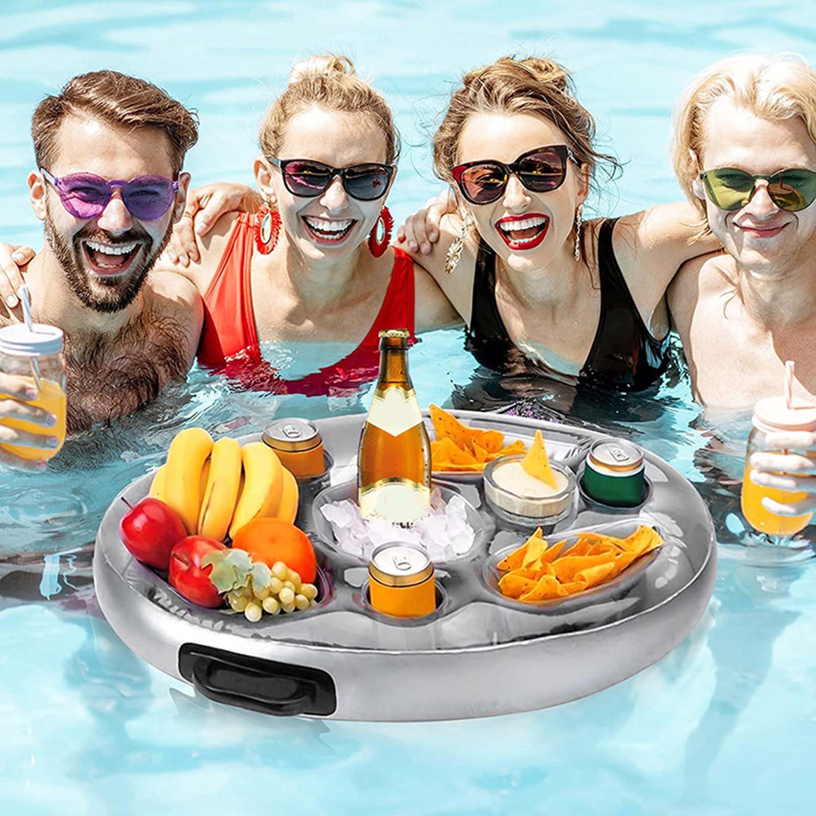 Multi-hole Float Beer Holder Inflatable Cooler Table Water Play Float ...