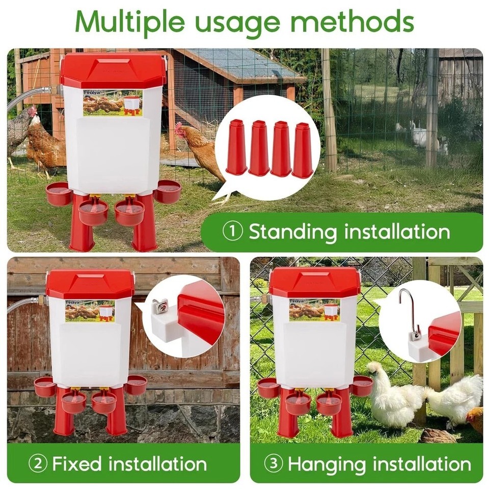 Automatic Chicken Waterer Stainless Steel Large Metal Chicken Waterer ...