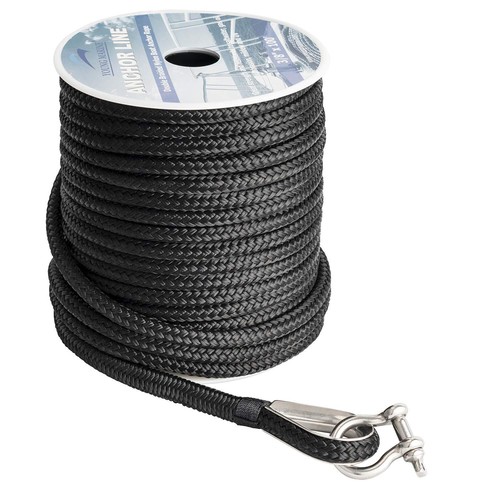Made 3/8 Inch 100ft 150ft Black Nylon Anchor Line Double Braided Anchor ...