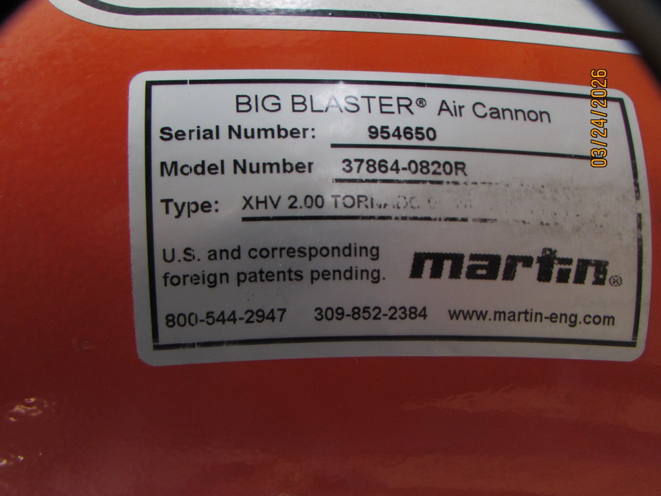 New! Martin Engineering 37864-0820R ,Big Blaster Air Cannon, 2” XHV ...