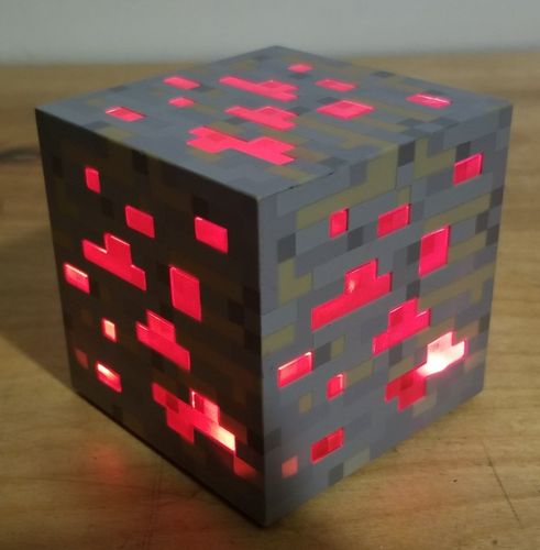 MINECRAFT 2012 ThinkGeek REDSTONE ORE NIGHTLIGHT Touch Cube Light Up 3 ...