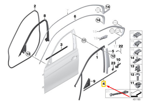 2012-2019 BMW 3 F30 Front Left Door Outside Window Channel Sealing ...