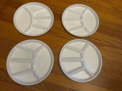Lot Of 4 White Divider Plates 5 Compartments | eBay