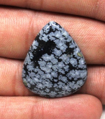 20.10 CTS NATURAL SNOWFLAKE JASPER CABOCHON PEAR SHAPE LOOSE GEMSTONE B ...