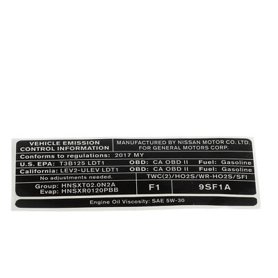 OEM NEW 2017-2018 City Express Vehicle Emission Control Info Label ...