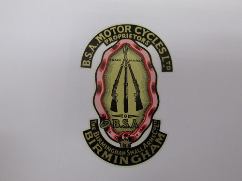 BSA MOTORCYCLES GARTER TRANSFER STICKER DECAL BADGE NEW C15 M20 A10 B31 ...
