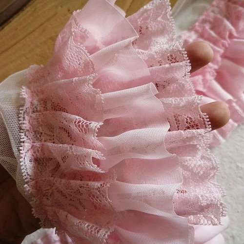 Three Layers Pink Chiffon Lace Applique 3D Flowers Embroidered Fringe ...
