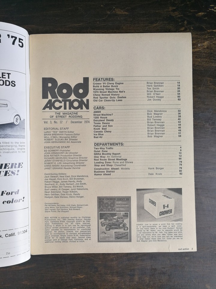 Rod Action Magazine December 1974 - Street Machine Nationals - Chevy ...