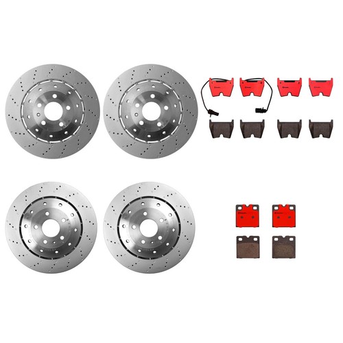 SHW OEM Front & Rear Drilled Rotors Brembo Ceramic Pad Set Brake Kit ...