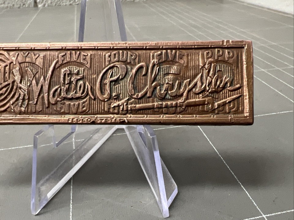 VINTAGE RARE DASHBOARD PLATE WALTER P CHRYSLER BRASS PLAQUE 1920s FEDCO ...