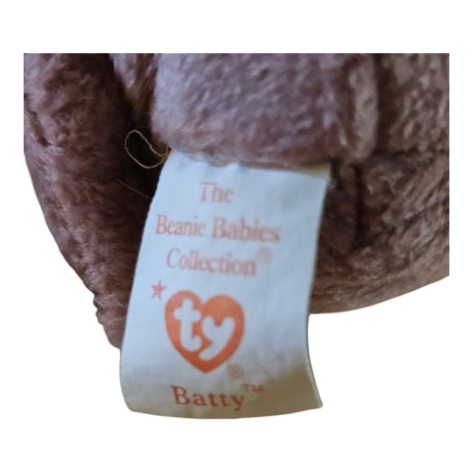 TY Beanie Baby Batty the Bat Plush Stuffed Animal Toy 1996 Hook and ...