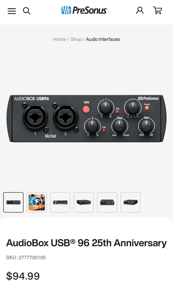 PreSonus AudioBox USB 96 USB Audio Interface - 25th Anniversary Edition ...
