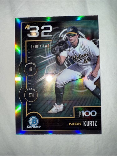 2025 Bowman Chrome SCOUTS TOP 100 REFRACTOR #BTP-32 NICK KURTZ RC Rookie A's | eBay
