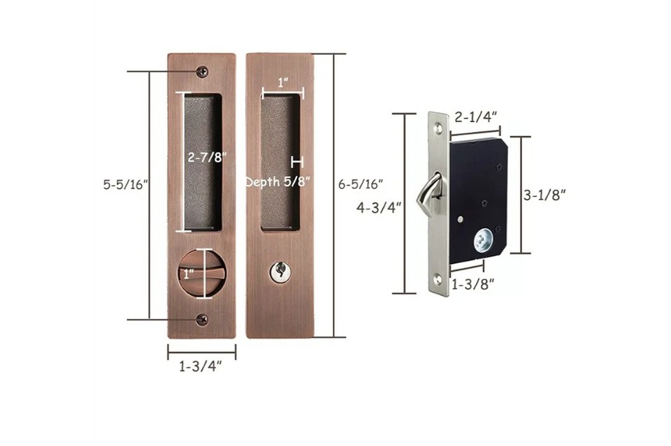 Sliding Door Lock Invisible Recessed Handle Latch Pocket Red Bronze New ...
