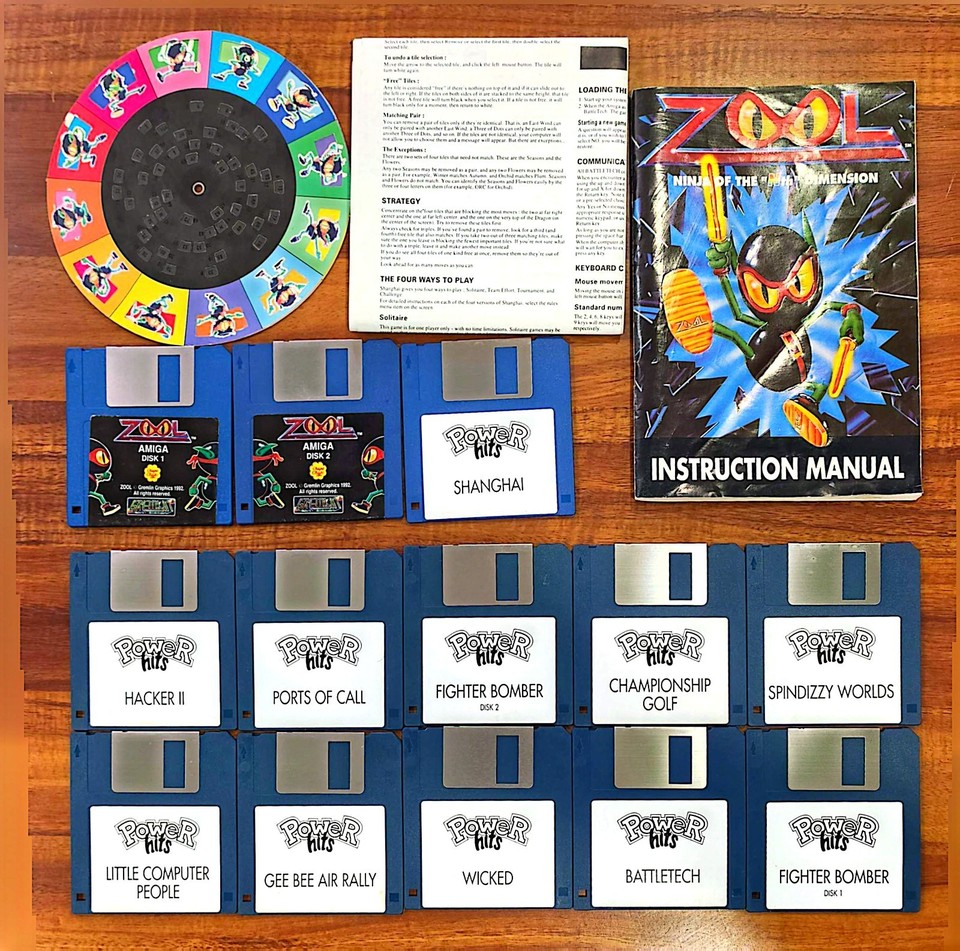 Power Hits (Activision 1990) Commodore Amiga 13 Disks Manual Box Zool ...