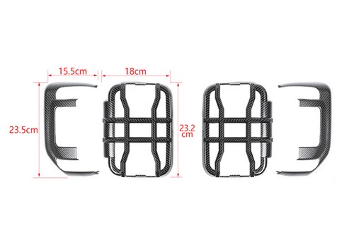 Carbon Fiber ABS LED Tail Light Guards Cover Trim For Jeep Gladiator JT ...