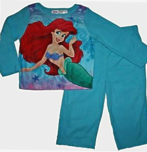 Disney Princess Little Mermaid ARIEL 24 M 2 4 5 Toddler Flannel Pajamas ...
