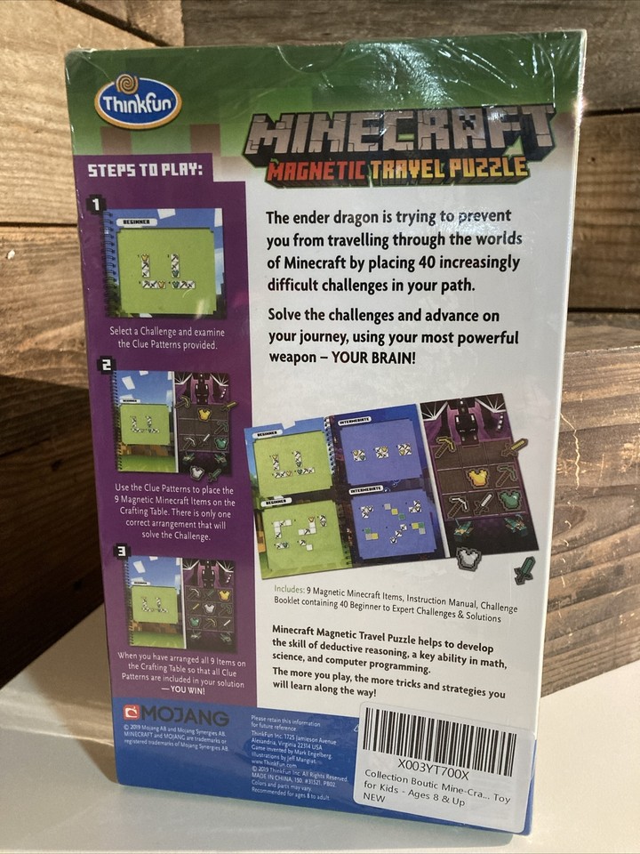 ThinkFun Minecraft Magnetic Travel Puzzle - 40 Challenges Beginner to ...