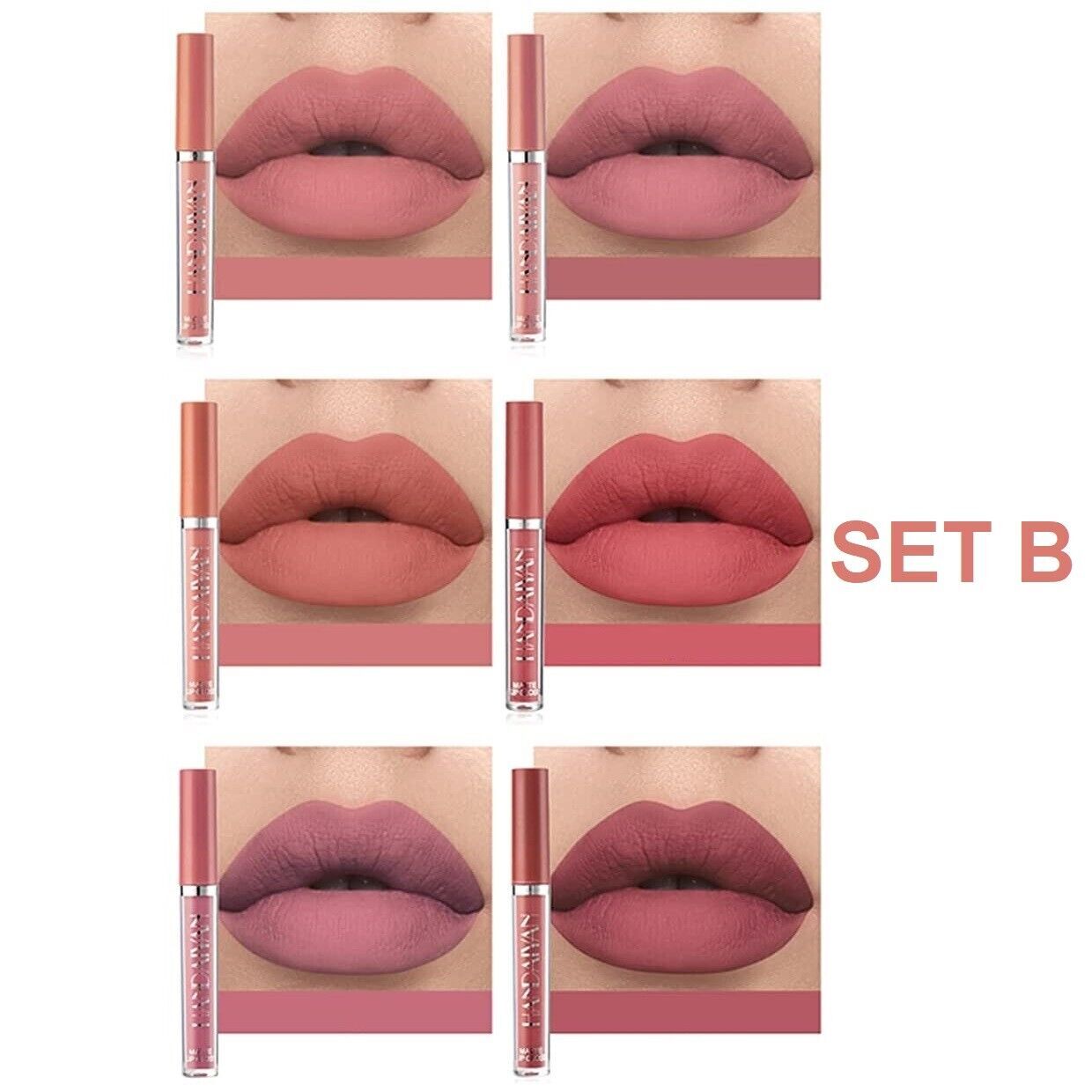 6Pcs Set Lip Gloss Lipstick Matte Velvet Waterproof Long Lasting Makeup ...
