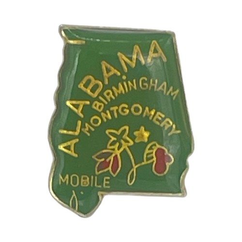 Vintage Alabama Lapel Hat Pin Pinback State Flower Camellia Travel ...