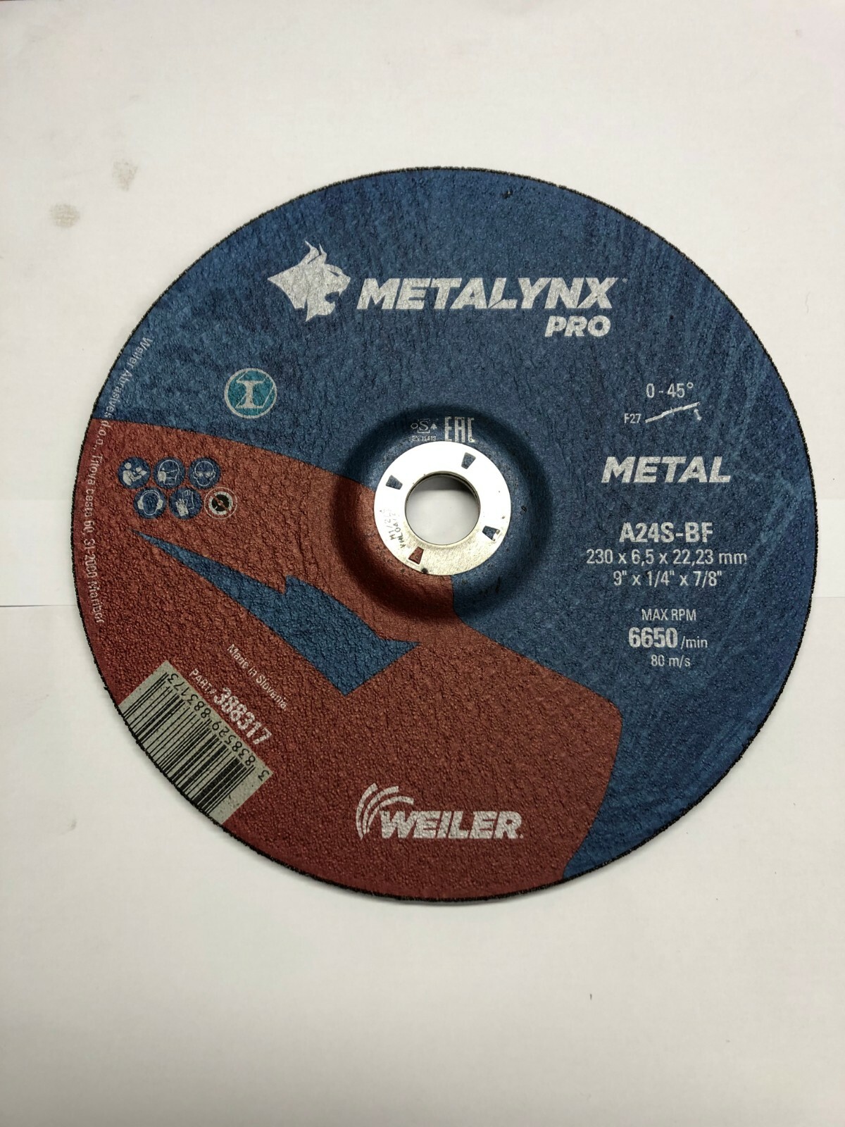 9'' GRINDING DISC 6.5MM X 22MM GRIND DISC METAL 230MM ANGLE GRINDER 6MM ...