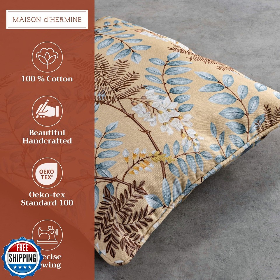 Maison d' Hermine Decorative Pillow Covers 20x20 Inch Square 100% | eBay