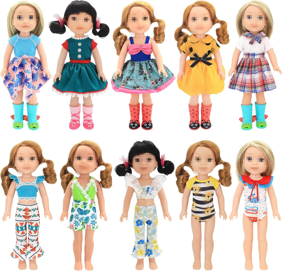 10 Sets American Wellie Doll Clothes Outfits Dresses Pajamas Swimsuit, Girl Wish | eBay