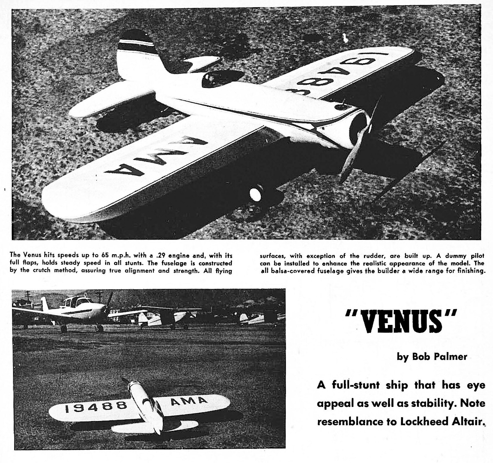 Stunt Plans: Bob Palmer Venus with Radial Cowl (1952) | eBay