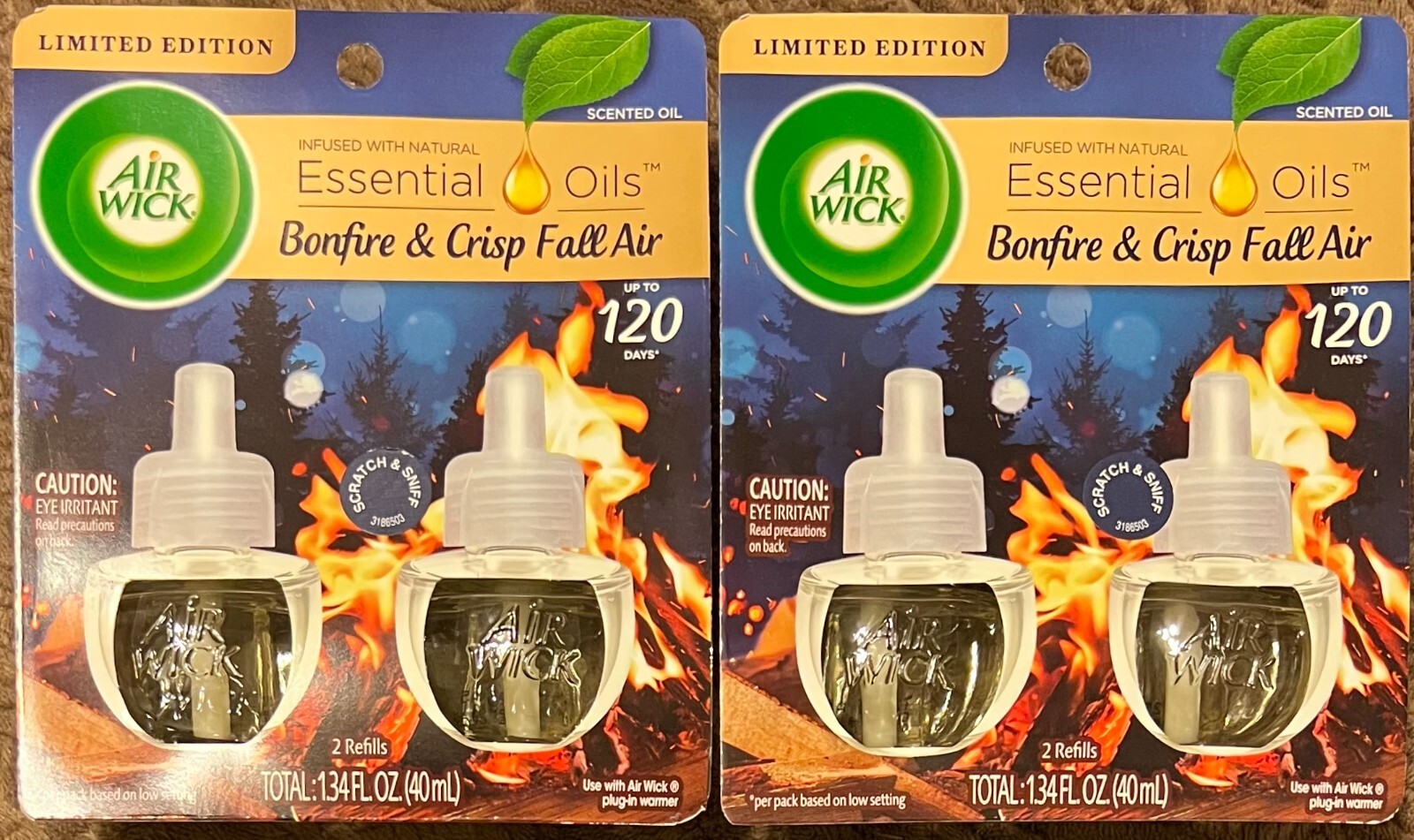 2 Pack Air Wick Scented Oil Refills - Bonfire & Crisp Fall Air - 2 ...