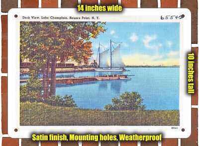 Metal Sign - New York Postcard - Dock View, Lake Champlain, Rouses ...