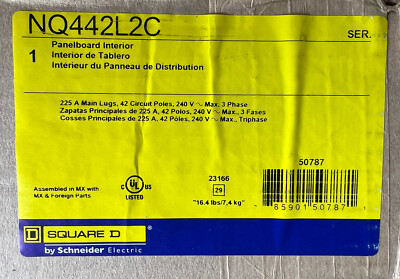 NQ442L2C Square D 225 Amp 240V MLO 3 Phase 42 Circuit Panel Interior ...