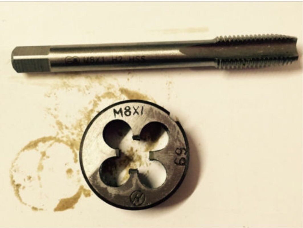 New 1pc HSS Machine M8 X 1.0mm Plug Tap and 1pc M8 X 1mm Die Threading ...