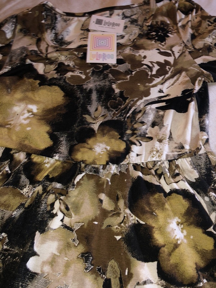 LuLaRoe Ryane Long Sleeve Empire Waist Dress Brown Huge Floral XS 2/4 ...