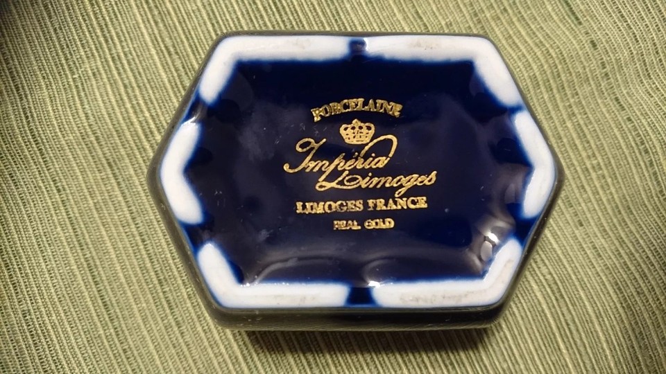 IMPERIAL LIMOGES FRANCE TRINKET COBALT BLUE REAL GOLD | eBay